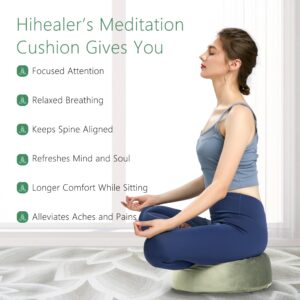 Hihealer Meditation Cushion - Large Velvet Zafu Floor Pillow for Adults and Women - Comfortable Yoga Pillow with Traditional Tibetan Buckwheat Filling for Meditation and Relaxation