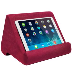 ontel pillow pad ultra multi-angle soft tablet stand, burgundy - comfortable angled viewing for ipad, tablets, kindle, smartphones, books, magazines, and more