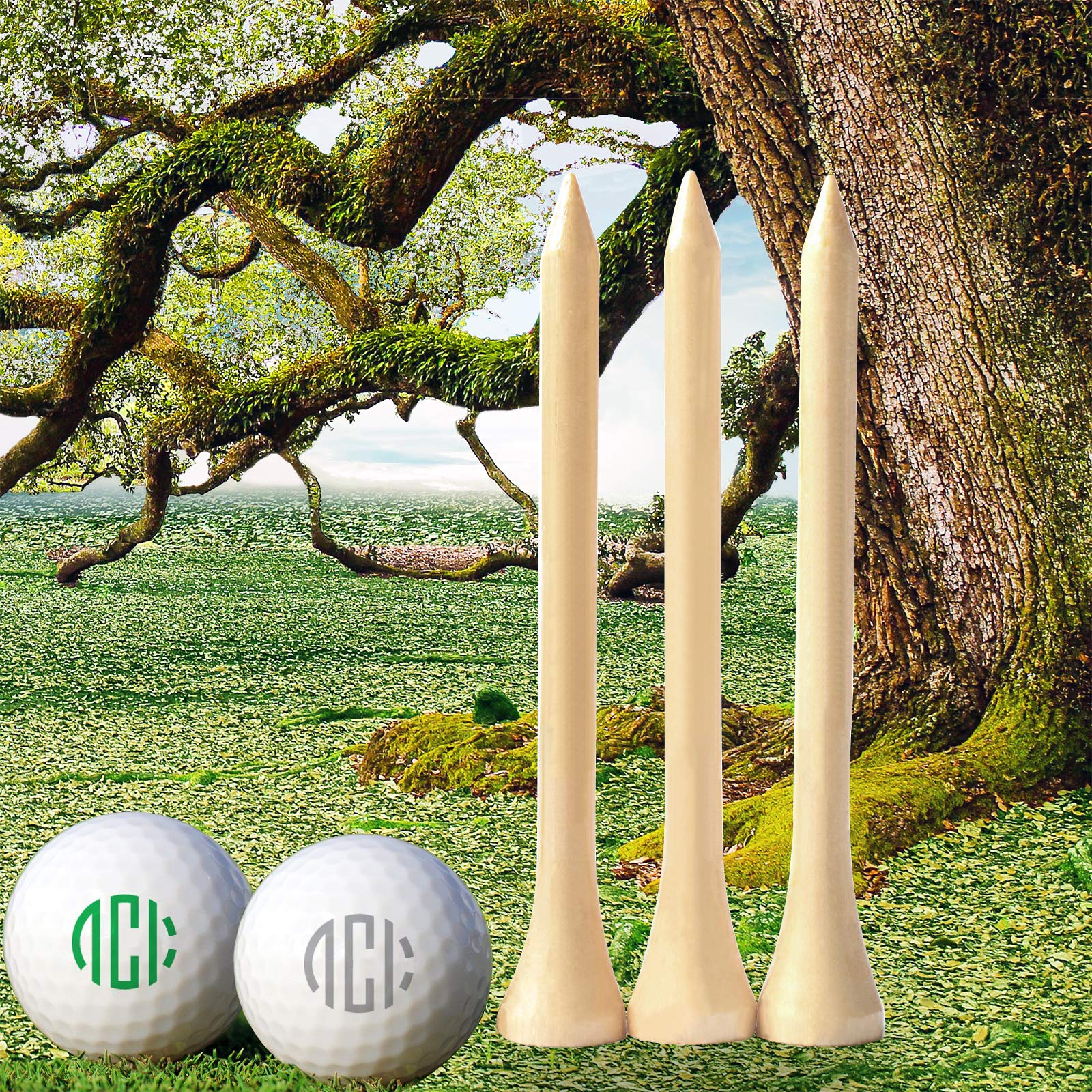 Dsenfurn 250 Pack Professional Bamboo Golf Tees 2-3/4 Inch - Stronger Than Wooden Golf Tees Biodegradable & Less Friction (Nature, 2-3/4")