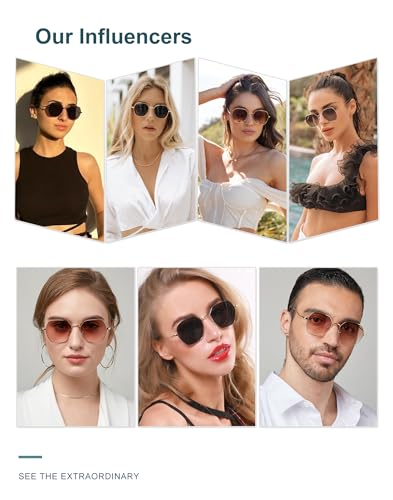 SOJOS Hexagon Square Polarized Sunglasses for Women Men Retro Gold Rim Wire Frame Polygon Shades SJ1101, Gold Frame/Grey Lens