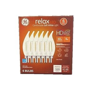 ge relax led comfortable soft white light 40w replacement bulb (pack of 6)