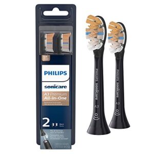 philips sonicare genuine a3 premium all-in-one replacement toothbrush heads, 2 brush heads, black, hx9092/95