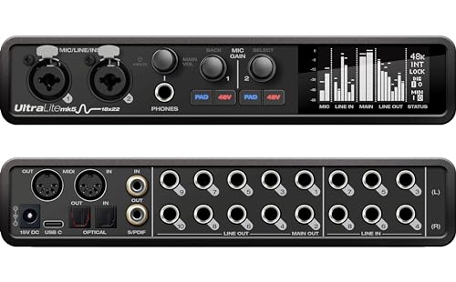 MOTU UltraLite-mk5 18x22 USB Audio Interface 3 for Mac, Windows and iOS with mixing and effects