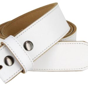 BS1200 White Belt Genuine Leather Replacement Casual Belt Strap 1-1/2"(38mm) Wide N (White, 34)