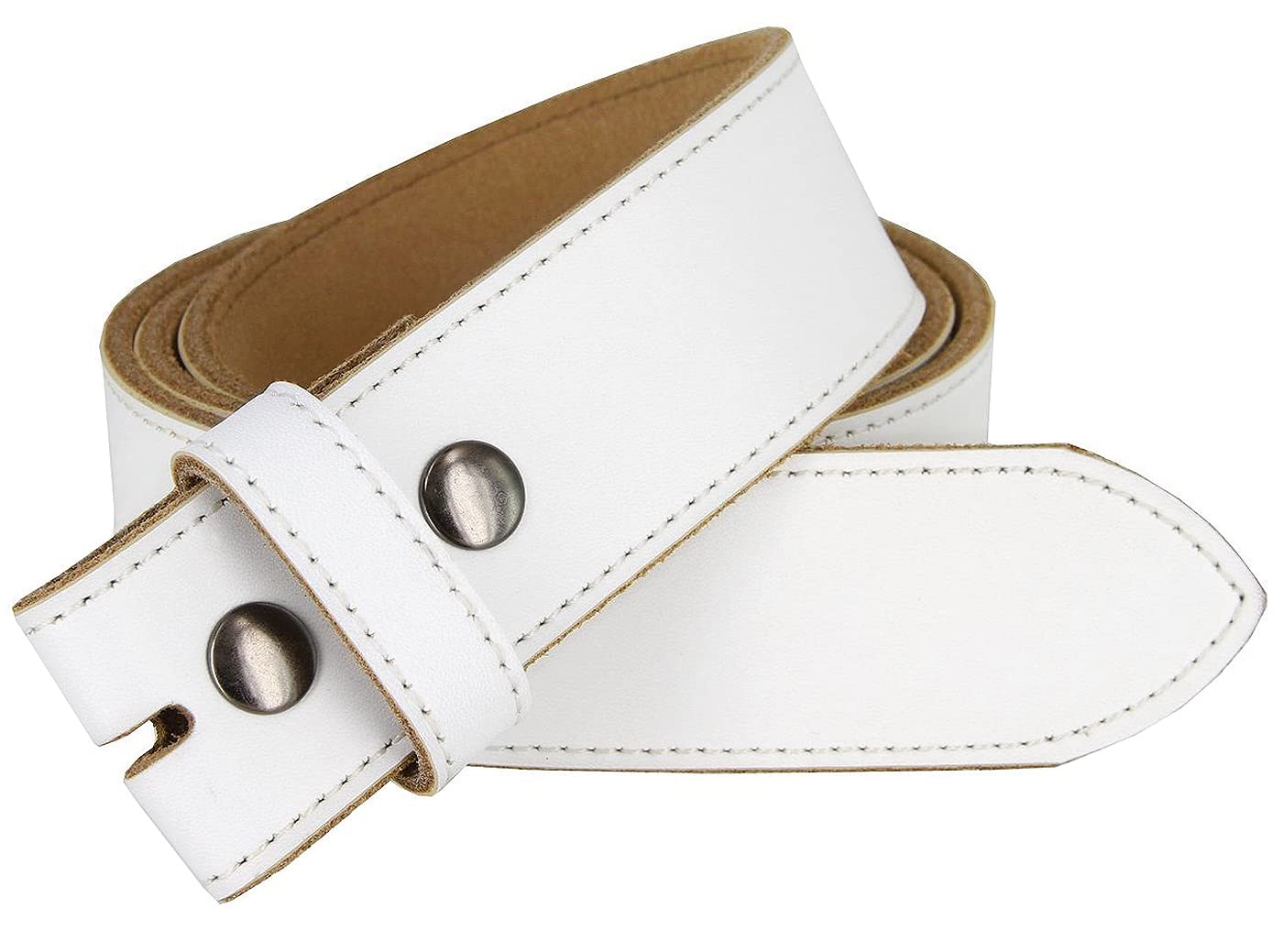 BS1200 White Belt Genuine Leather Replacement Casual Belt Strap 1-1/2"(38mm) Wide N (White, 34)