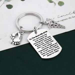 UJIMS OBGYN Appreciation Gift Gynecologist Keychain with Baby Footprint Charm Thank You Jewelry for Delivery Nurse (Gynecologist Keychain)