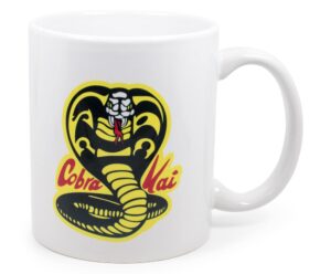 surreal entertainment exclusive the karate kid cobra kai logo ceramic coffee mug | official martial arts movie collectible | novelty drinkware for home kitchen set | holds 11 ounces