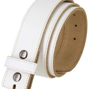 BS1200 White Belt Genuine Leather Replacement Casual Belt Strap 1-1/2"(38mm) Wide N (White, 34)