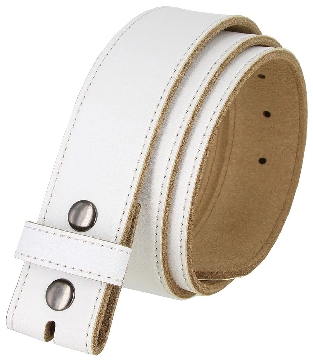 BS1200 White Belt Genuine Leather Replacement Casual Belt Strap 1-1/2"(38mm) Wide N (White, 34)