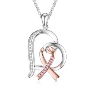 peimko 925 sterling silver breast cancer survivor necklace for women, faith hope love infinity daisy flower cross pendant necklace jewelry birthday gifts for women