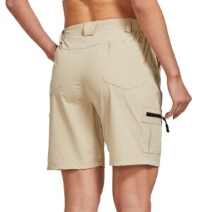 ChinFun Women's Stretch Cargo Shorts Lightweight Hiking Shorts Quick Dry Golf Shorts Water Resistant with 6 Pockets Khaki XL