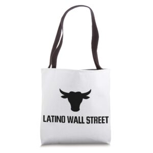 latino wall street bull design tote bag