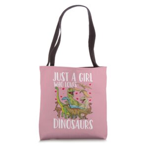 dinosaur just a girl who loves dinosaurs brachiosaurus tote bag