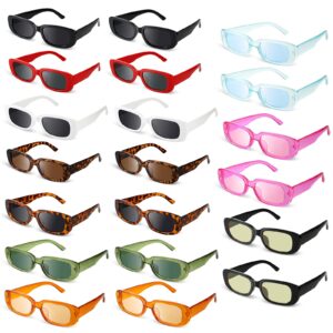 20 pairs small retro rectangle sunglasses 90's driving glasses vintage narrow square sunglasses unisex frame glasses for women men teens