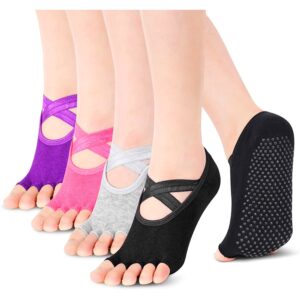 sockfun women yoga toe socks toeless socks yoga socks pilates socks barre socks dance socks workout socks ballet socks, yoga gifts for women workout gifts dancer gifts