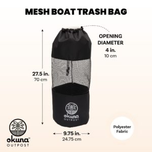 Okuna Outpost Mesh Pontoon Boat Trash Bag with Hangers for Fishing (Black, 9.8 x 27.5 in)