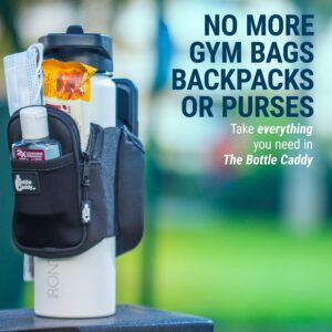 Bottle Caddy™️ The Original Gym Water Bottle Pouch Sleeve with Zipper Side Storage Pockets for Cards, Keys, Phone, Wallet for Reusable Bottles, Small Size (20-28+ Oz Bottles)