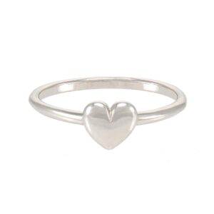 malynn heart shape rhodium plated sterling silver statement ring hypoallergenic stacking band for women teens & girls (6.5)