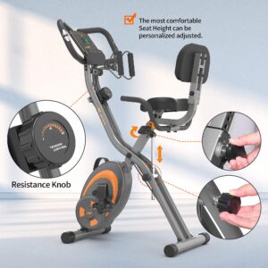 leikefitness Folding Stationary Bike Recumbent Exercise Bike w/Arm Resistance Bands-Pulse Sensor-LCD Monitor and Easy to Assemble Indoor Cycling Bike 2280 (GREY)