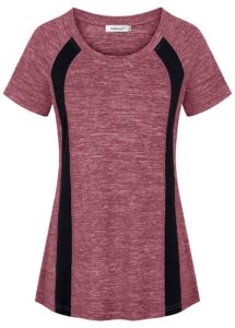 helloacc womens scoop neck short sleeve yoga top loose fit sport workout t shirt wine red