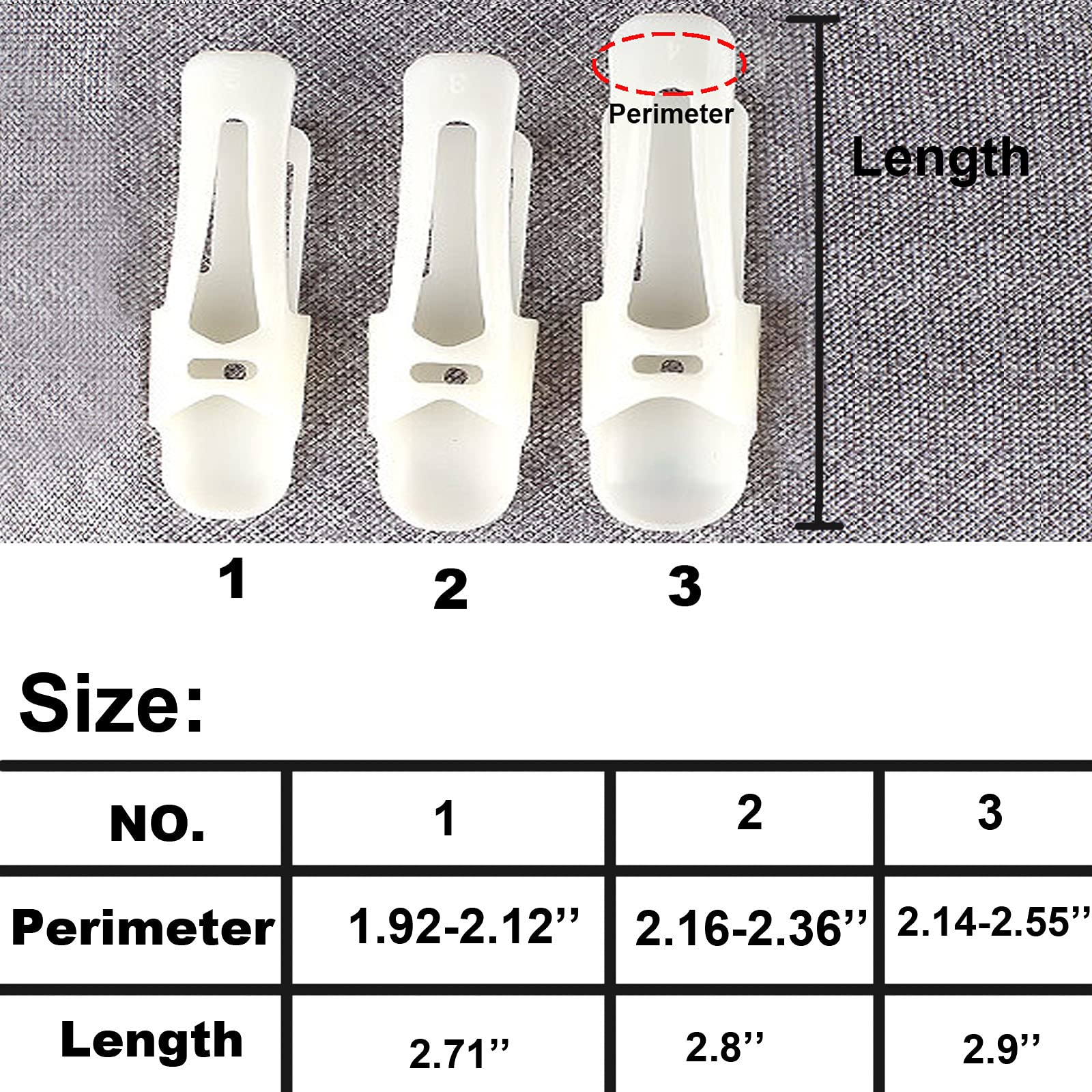 Reppkyh Big Finger Splints, Mallet Brace Large Size Plastic Support, Immobilizer Joint Protection Injury Finger,osteoarthritis, and pain (1 Set(3Pcs)), White Splints