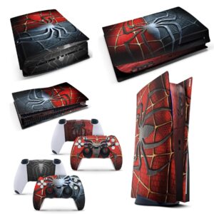 ps5 disk console spider skin decal vinal sticker + 2 controller skins set