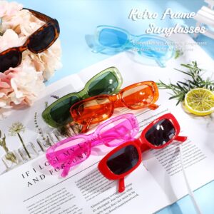 20 Pairs Small Retro Rectangle Sunglasses 90's Driving Glasses Vintage Narrow Square Sunglasses Unisex Frame Glasses for Women Men Teens