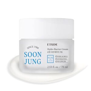 etude house soonjung hydro barrier cream 75ml (new version) | moisturizing and soothing cream | non-comedogenic, hypoallergenic & fragrance free moisturizer for face