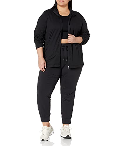 Amazon Essentials Women's Brushed Tech Stretch Full-Zip Jacket (Available in Plus Size), Black, X-Large