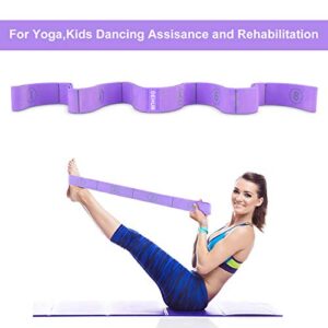 DEHUB Stretch Strap, Elastic Yoga Stretching Strap, Multi-Loop for Physical Therapy, Pilates, Yoga, Dance & Gymnastics Exercise and Flexible Pilates Stretch Band