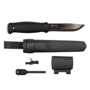 Morakniv Garberg Full Tang Fixed Blade Knife with Carbon Steel Blade with Survival Kit, Black, 4.3 Inch