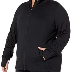 Amazon Essentials Women's Brushed Tech Stretch Full-Zip Jacket (Available in Plus Size), Black, X-Large