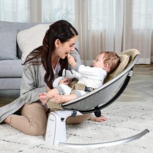 Hot Mom Upgrade Cotton Electric Baby Bouncer for Infant,Bluetooth Baby Swing Enabled Automatic, Baby Rocker Inset Music Speaker, Baby Chair Intelligent Timing & LED Touch Screen (sand1)