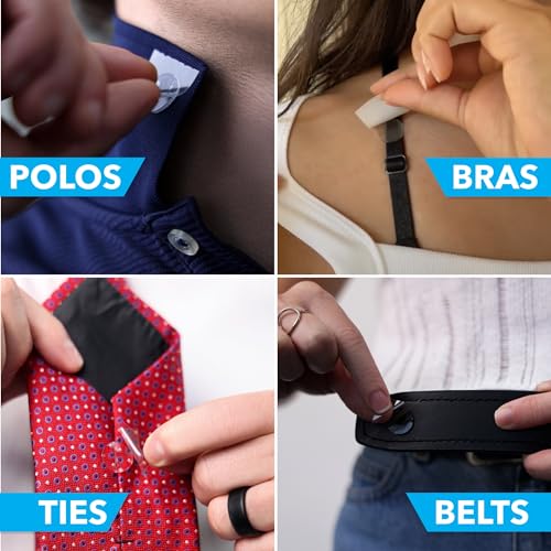 Collar Dots Collar Stays for Men’s Dress Shirts & Polo’s. Fashion Hack for Plastic, Metal, & Magnetic Collar Stay 24hr Hold