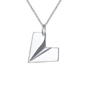 daochong 925 sterling silver paper airplane paper plane heart pendant necklace for women teen men gift jewelry