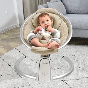 Hot Mom Upgrade Cotton Electric Baby Bouncer for Infant,Bluetooth Baby Swing Enabled Automatic, Baby Rocker Inset Music Speaker, Baby Chair Intelligent Timing & LED Touch Screen (sand1)