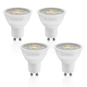 etoplighting |4 pack| led 7 watt 5500k gu10 neutral white shatterproof indoor power saving bright light bulb, apl2354