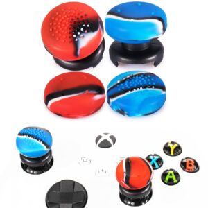 playrealm fps thumbstick extender x 2 & printing rubber silicone grip cover x 4 for xbox series x/s & xbox one controller(camouflage red & blue)