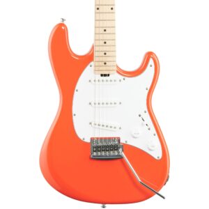 sterling by music man 6 string solid-body electric guitar, right, fiesta red (ct30sss-frd-m1)