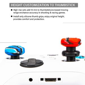 Playrealm FPS Thumbstick Extender x 2 & Printing Rubber Silicone Grip Cover x 4 for Xbox Series X/S & Xbox One Controller(Camouflage Red & Blue)