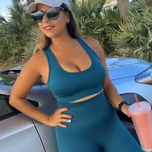 Women’s Yoga Outfits 2 piece Set Workout Tracksuits Sports Bra High Waist Legging Active Wear Athletic Clothing Set (Medium, 1917 Teal Green)