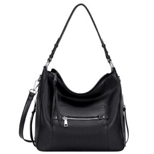 over earth hobo purses and handbags for women genuine leather shoulder bag crossbody purse(o171e black)