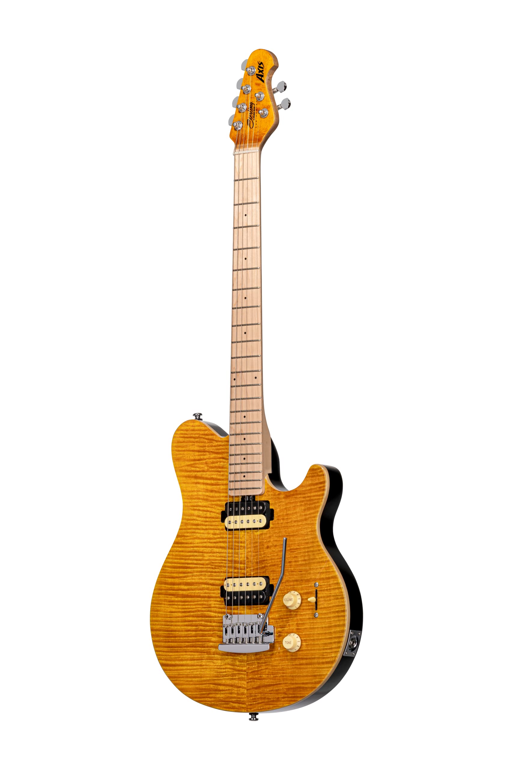 Sterling by Music Man 6 String Solid-Body Electric Guitar, Right, Trans Gold (AX3FM-TGO-M1)