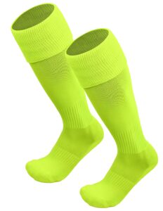 just 4 kicks kid's soccer socks, youth solid colors soccer socks (neon yellow)