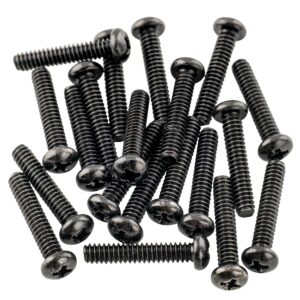 musiclily basic 2.8x17mm metal metric thread single coil pickup mounting screws for strat stratocaster/tele telecaster electric guitar, black (set of 20)