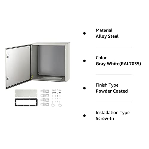 VEVOR NEMA Steel Enclosure, 24 x 24 x 12'' NEMA 4X Steel Electrical Box, IP66 Waterproof & Dustproof, Outdoor/Indoor Electrical Junction Box, with Mounting Plate