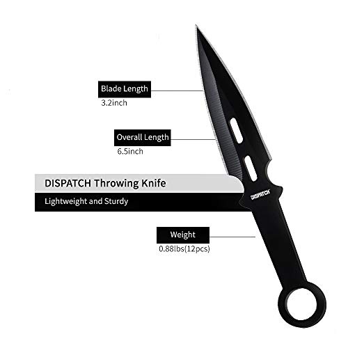 Dispatch Throwing Knives Set of 12 Kunai Professional Throwing Knife with Nylon Sheath, Well Balanced Knives for Recreation and Competition