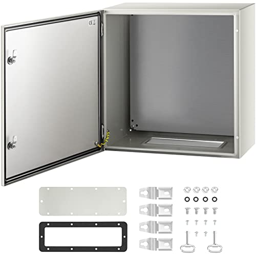 VEVOR NEMA Steel Enclosure, 24 x 24 x 12'' NEMA 4X Steel Electrical Box, IP66 Waterproof & Dustproof, Outdoor/Indoor Electrical Junction Box, with Mounting Plate