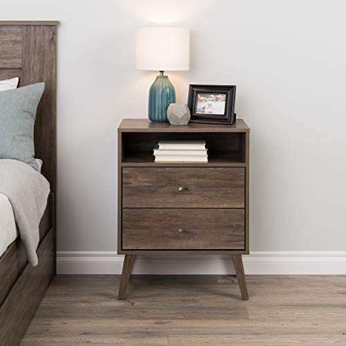 Prepac Milo 6-Drawer Dresser, Drifted Gray & Milo 2-Drawer Tall Nightstand with Open Shelf, Drifted Gray