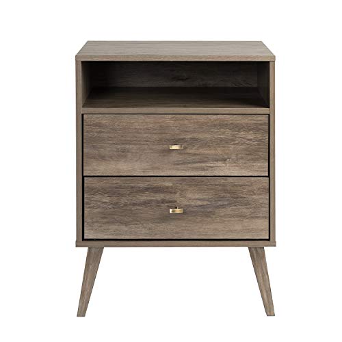 Prepac Milo 6-Drawer Dresser, Drifted Gray & Milo 2-Drawer Tall Nightstand with Open Shelf, Drifted Gray